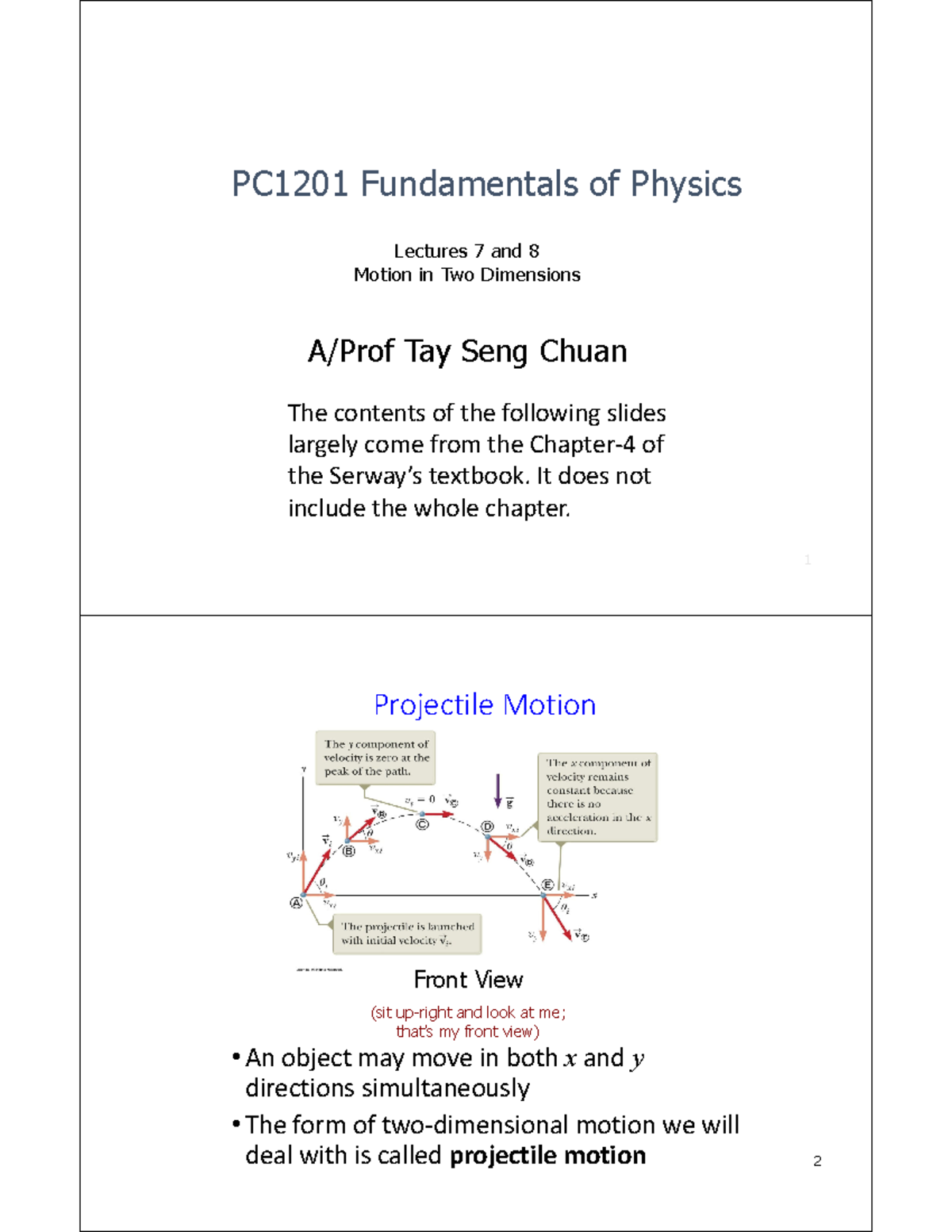 Chapter 04 2024 Semester-2 - 1 ####### PC1201 Fundamentals of Physics ...