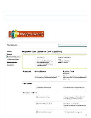 Shadow Health - Patricia Young - Infection - Subjective Flashcards ...