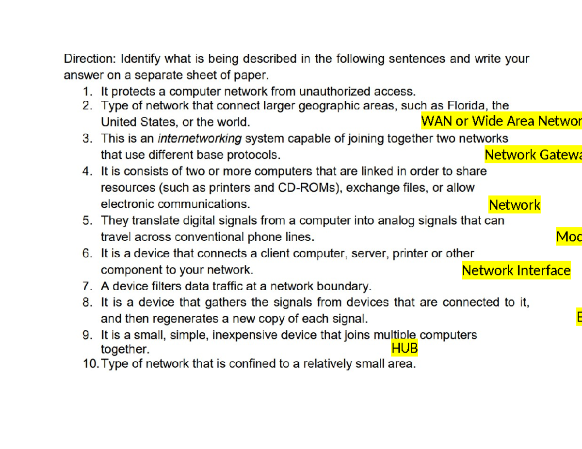 ICT 9 QUIZ - Information and Communication Technology 9 - WAN or Wide ...