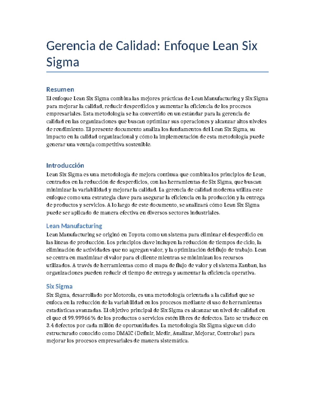 Lean Six Sigma Gerencia de Calidad Ampliado - Gerencia de Calidad ...