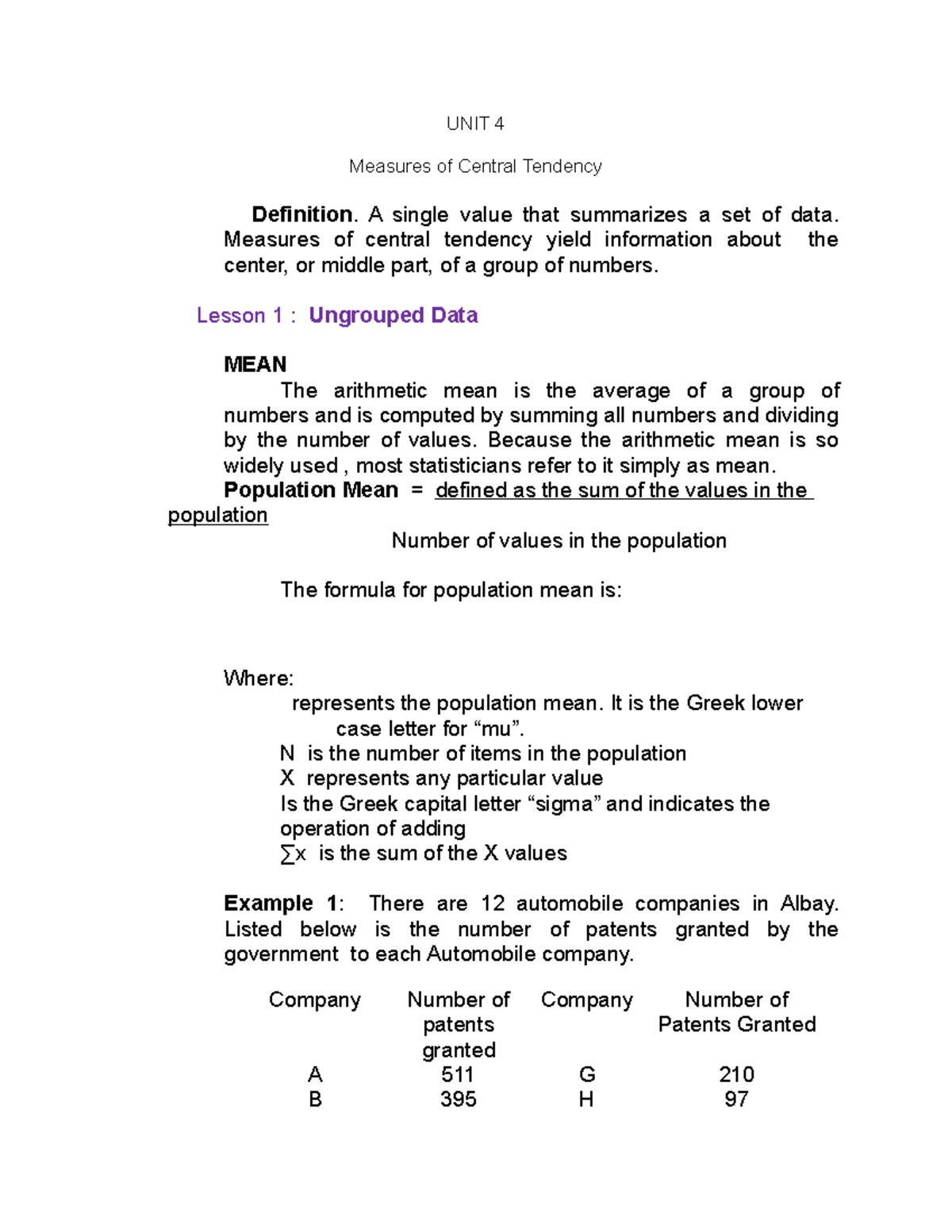 UNIT-4- Measures-OF- Central- Tendency- Ungrouped-AND- Grouped - UNIT 4 ...