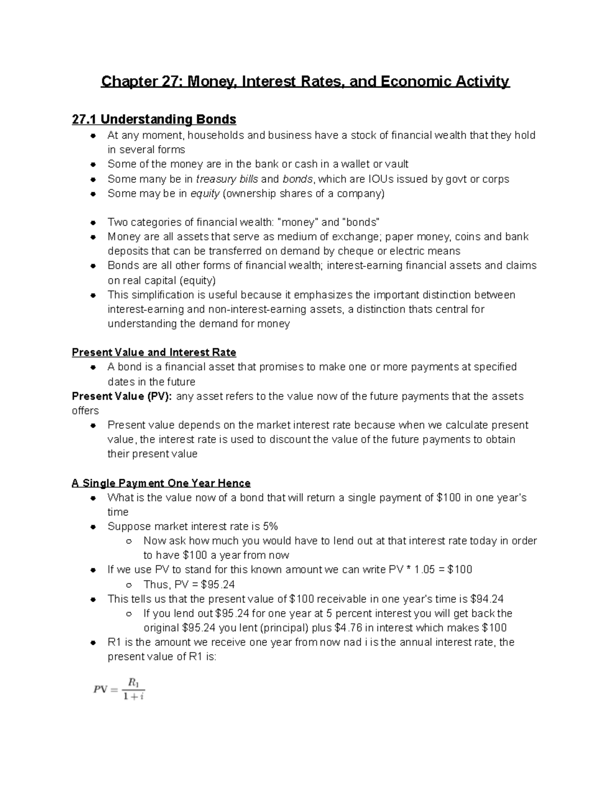 Chapter 27 Money, Interest Rates, and Economic Activity - This tells us ...