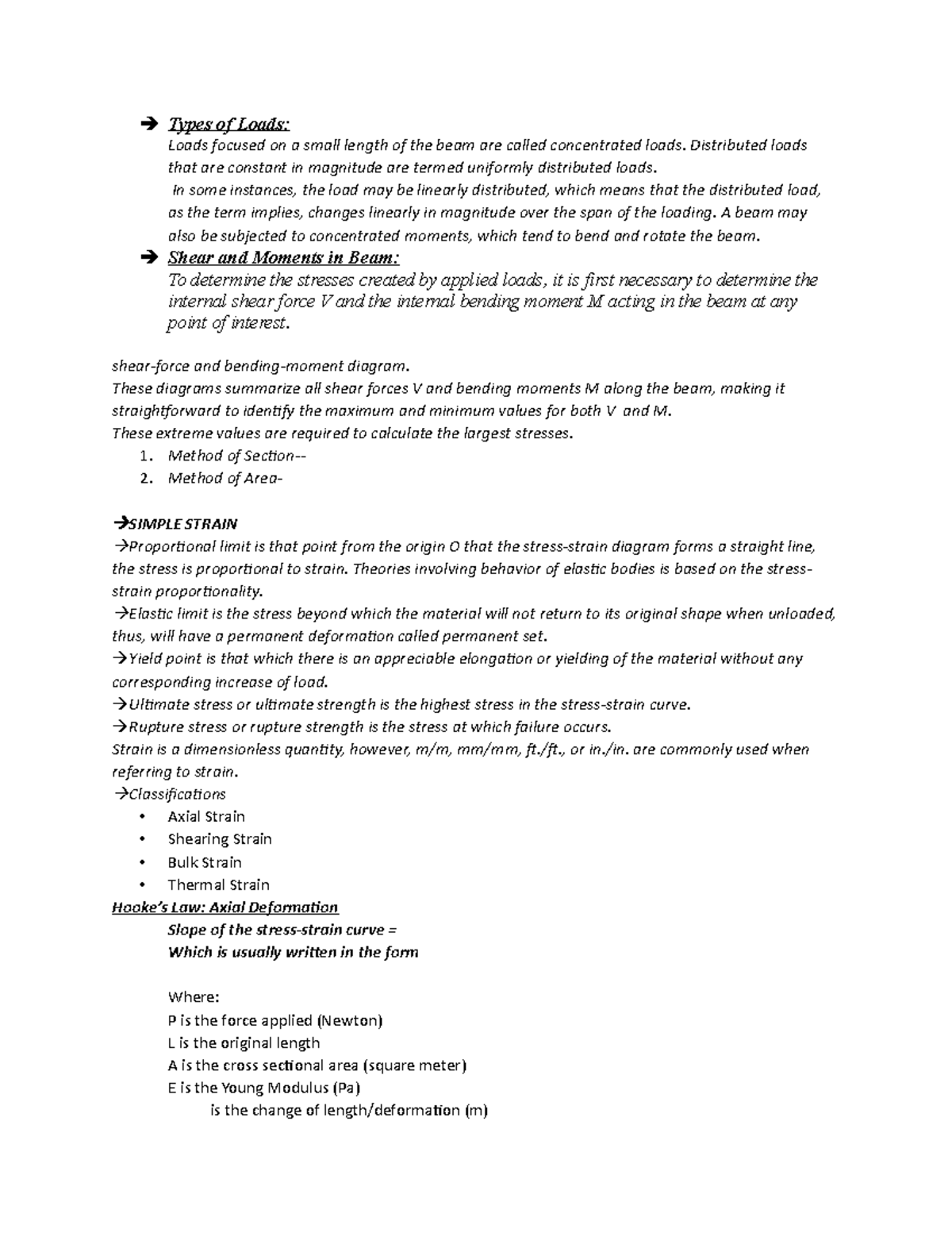 Types of Loads - Types of Loads: Loads focused on a small length of the ...