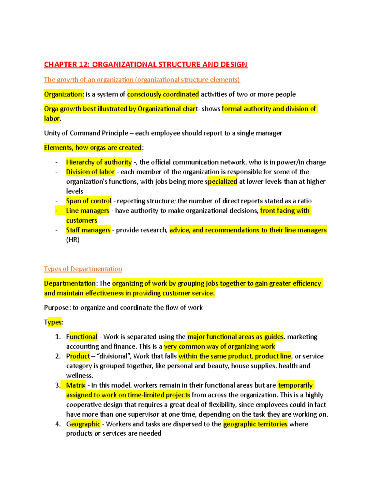 Chapter 12 - CHAPTER 12: ORGANIZATIONAL STRUCTURE AND DESIGN The growth ...