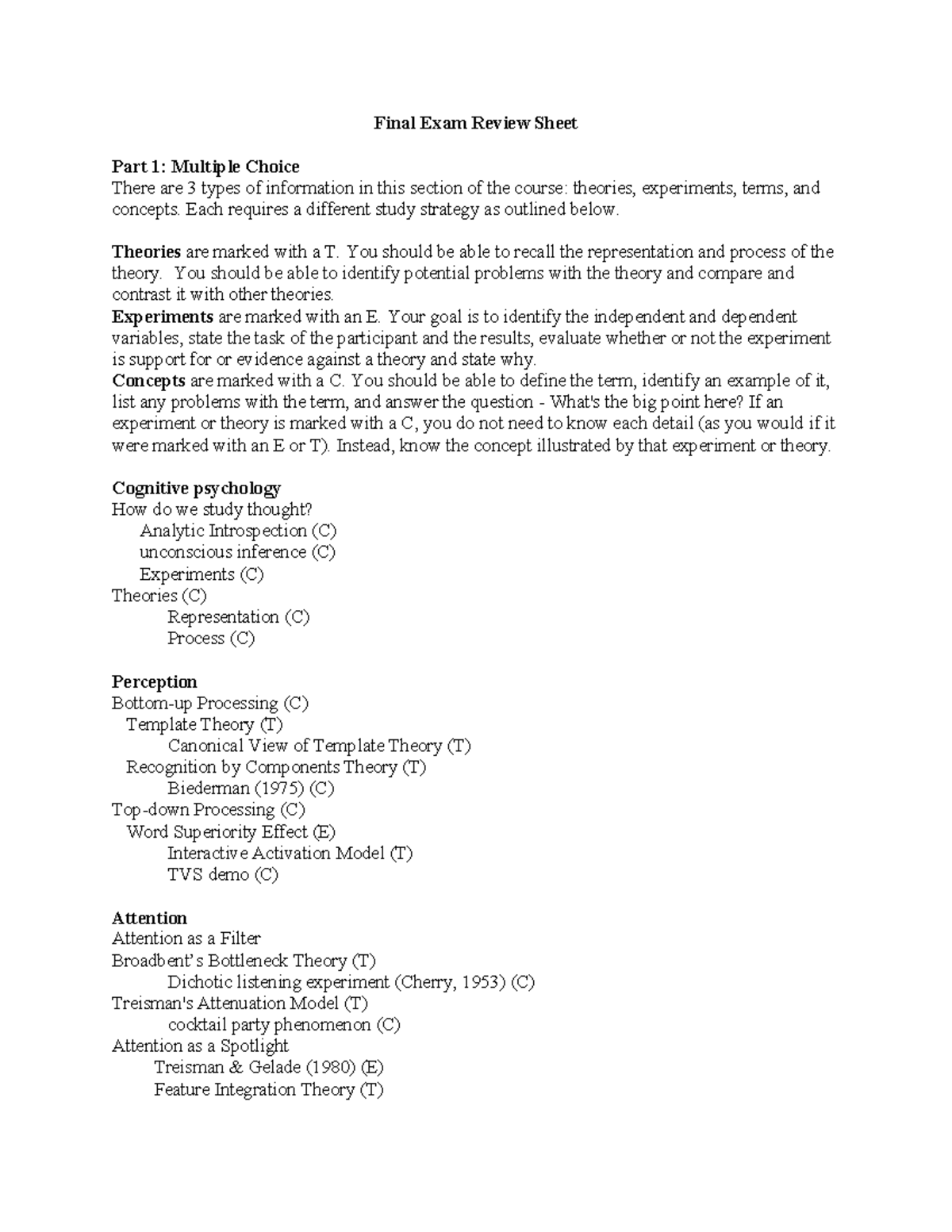 Final exam review sheet fa2015 copy - Final Exam Review Sheet Part 1 ...