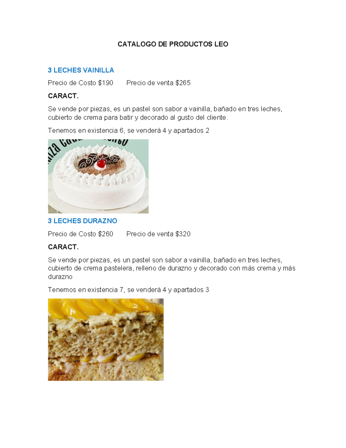 Catalogo DE LEO 1 - CATALOGO DE PRODUCTOS LEO 3 LECHES VAINILLA Precio ...