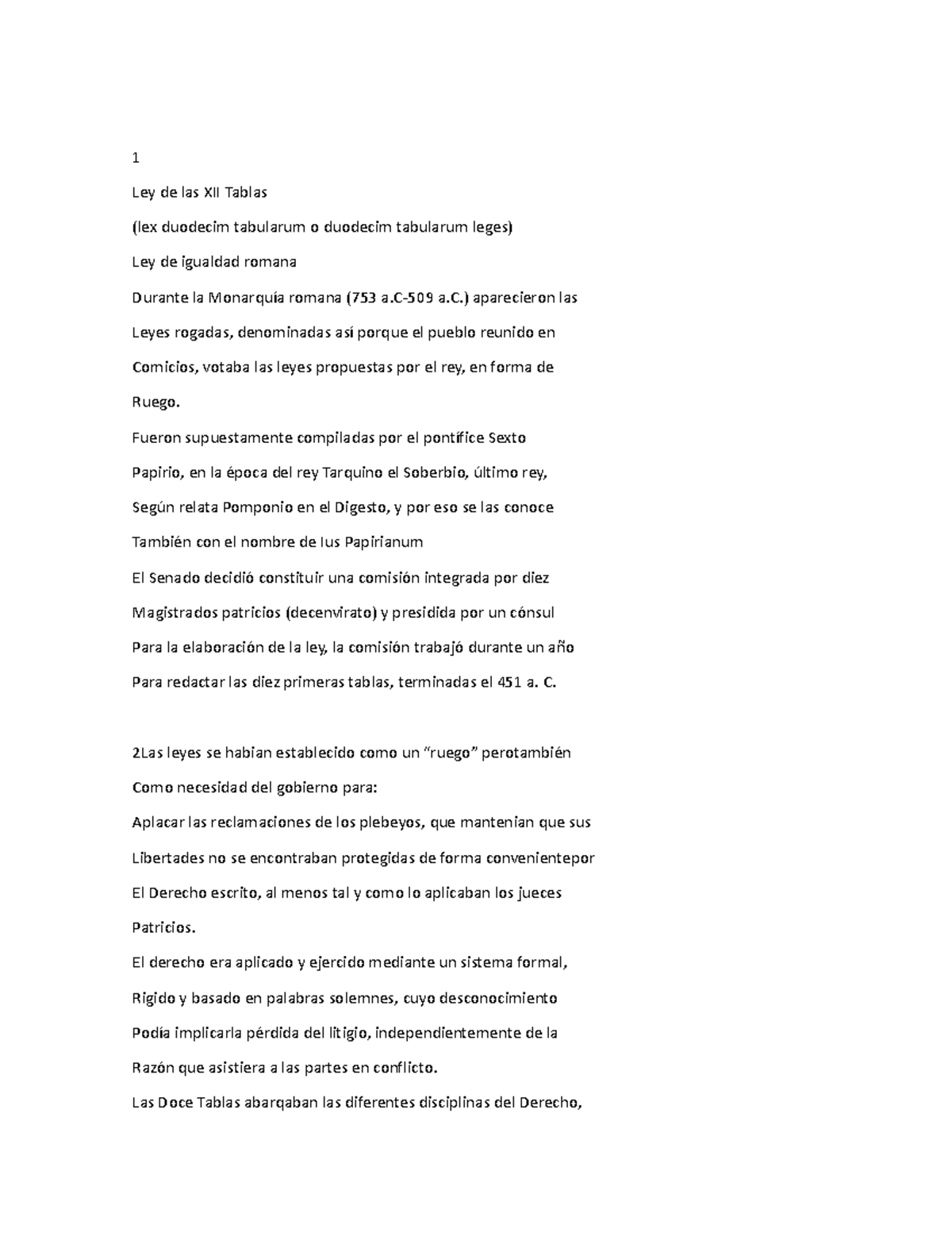 Las doce tablas - 1 Ley de las XII Tablas (lex duodecim tabularum o ...