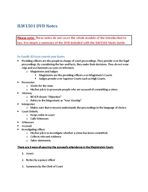 ILW1501 summaries Unit 1 - 6 - UNIT 1 – What is Law Characteristics of ...