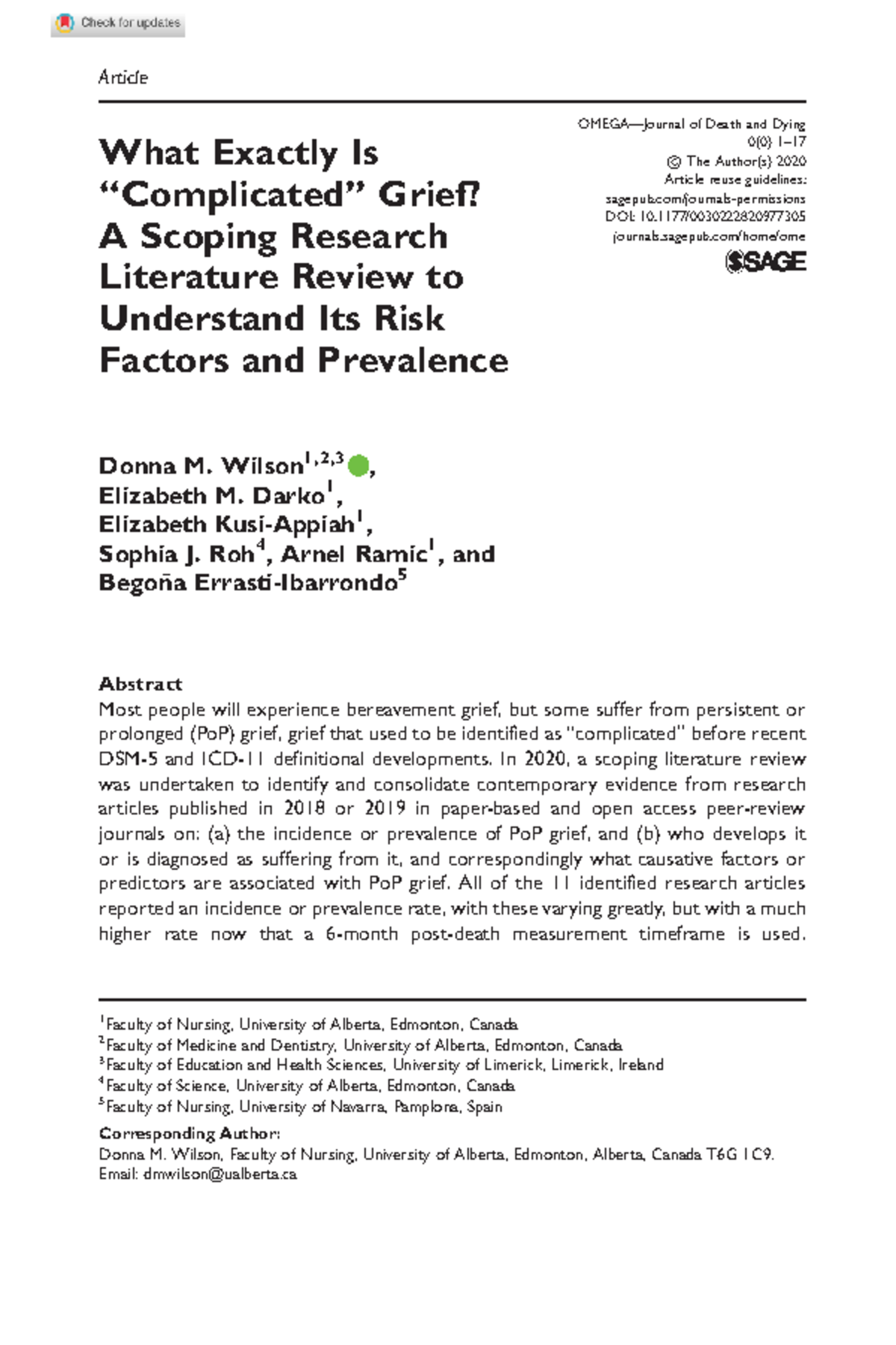 Complicated Grief- Systematic Review - Article What Exactly Is ...