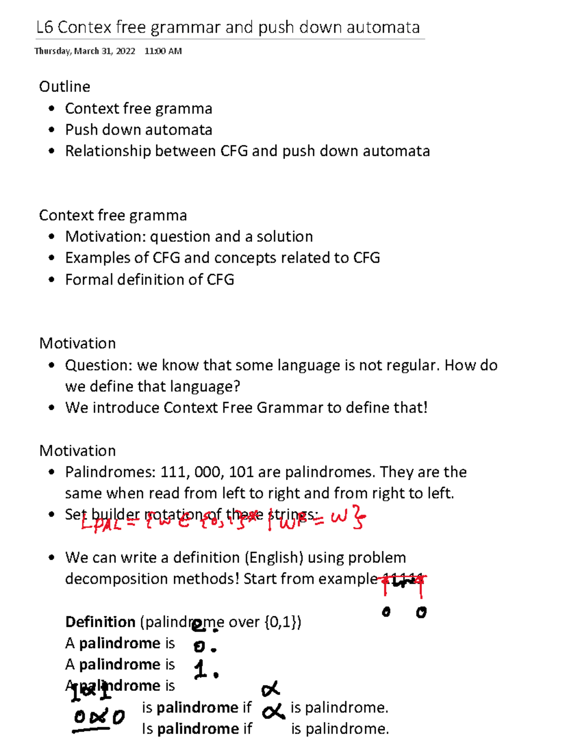 Cs 3383 Context Free Grammar And Pushdown Automata L6 Contex Free Grammar And Push Down 