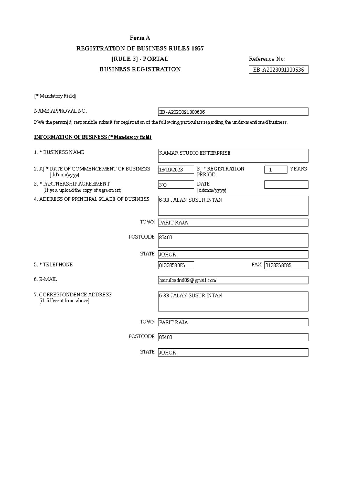 003529586-P Borang A - notes - REGISTRATION OF BUSINESS RULES 1957 ...