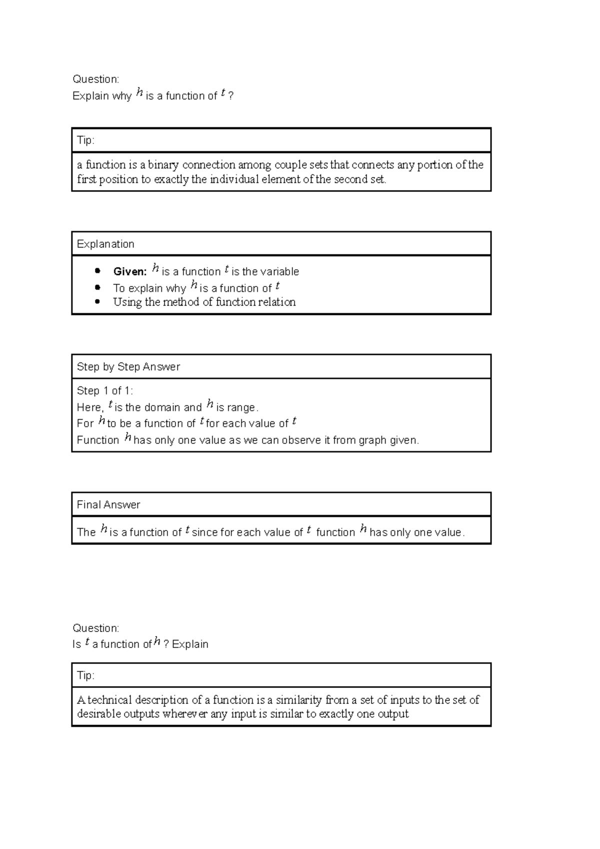 Elective mathematics important practice set 2 - Question: Explain why h ...