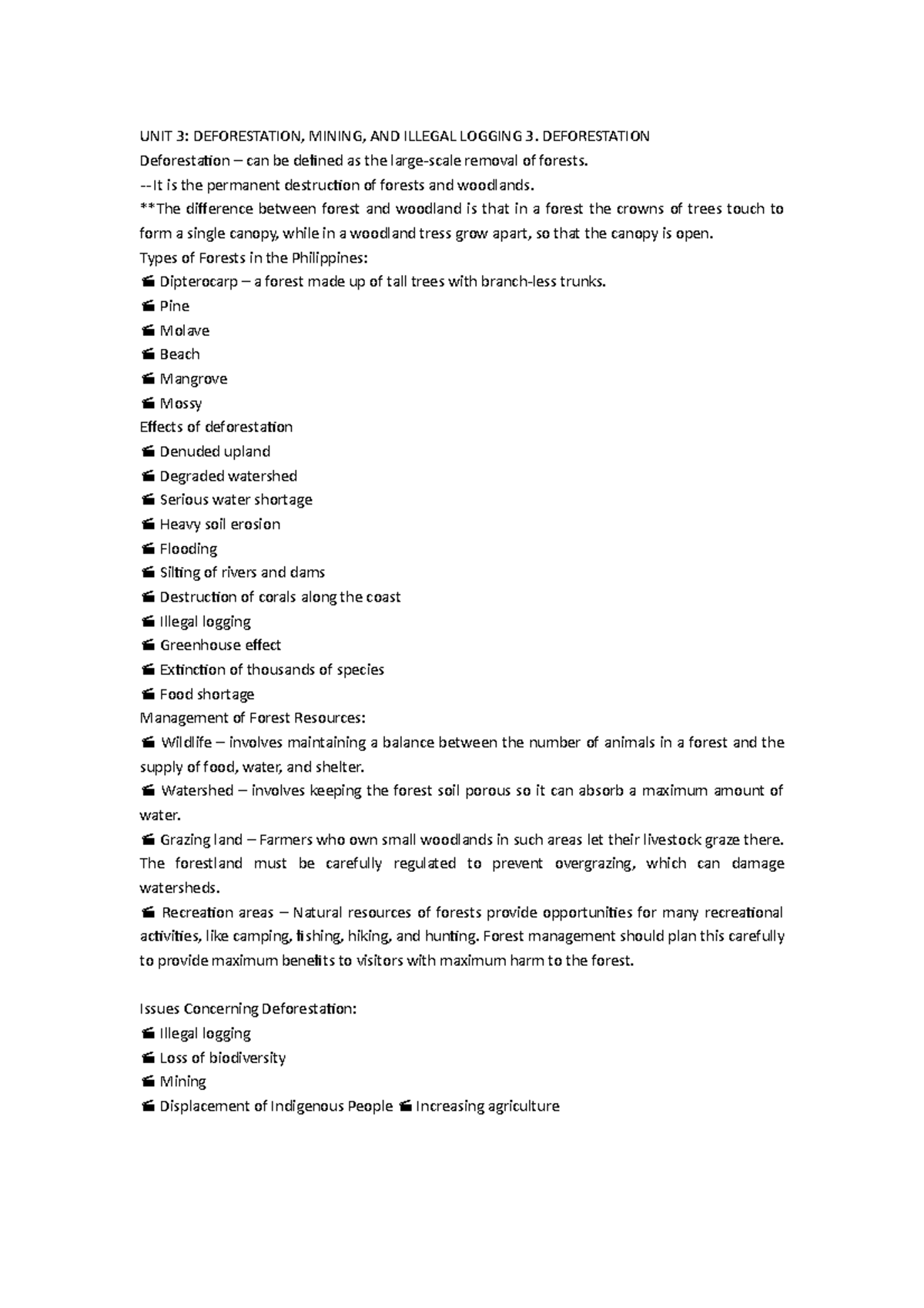 UNIT 3 Deforest - UNIT 3: DEFORESTATION, MINING, AND ILLEGAL LOGGING 3 ...
