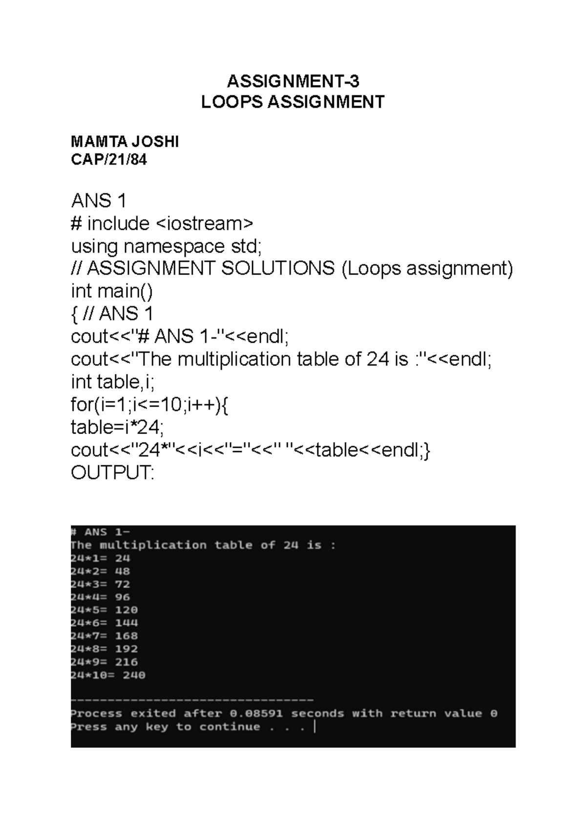 Assignment 3 Loops - helpful notes - ASSIGNMENT- LOOPS ASSIGNMENT MAMTA ...