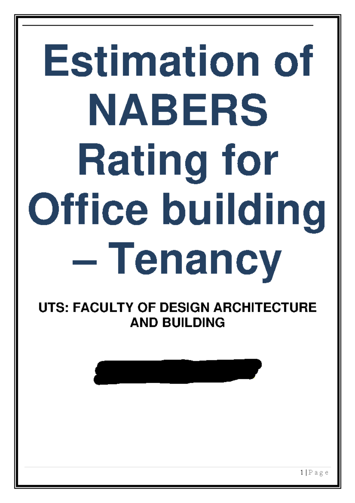 Nabers Rating week 4 - Estimation of NABERS Rating for Office building ...