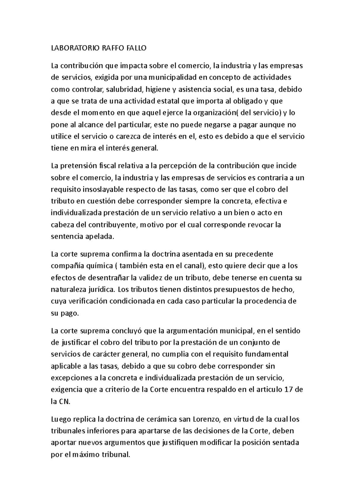 Laboratorio Raffo Fallo - LABORATORIO RAFFO FALLO La contribución que ...