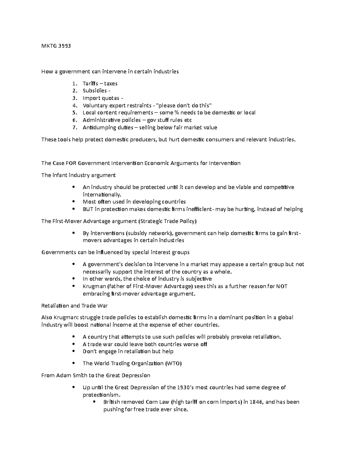 Government Intervention Tools - MKTG 3993 How a government can ...