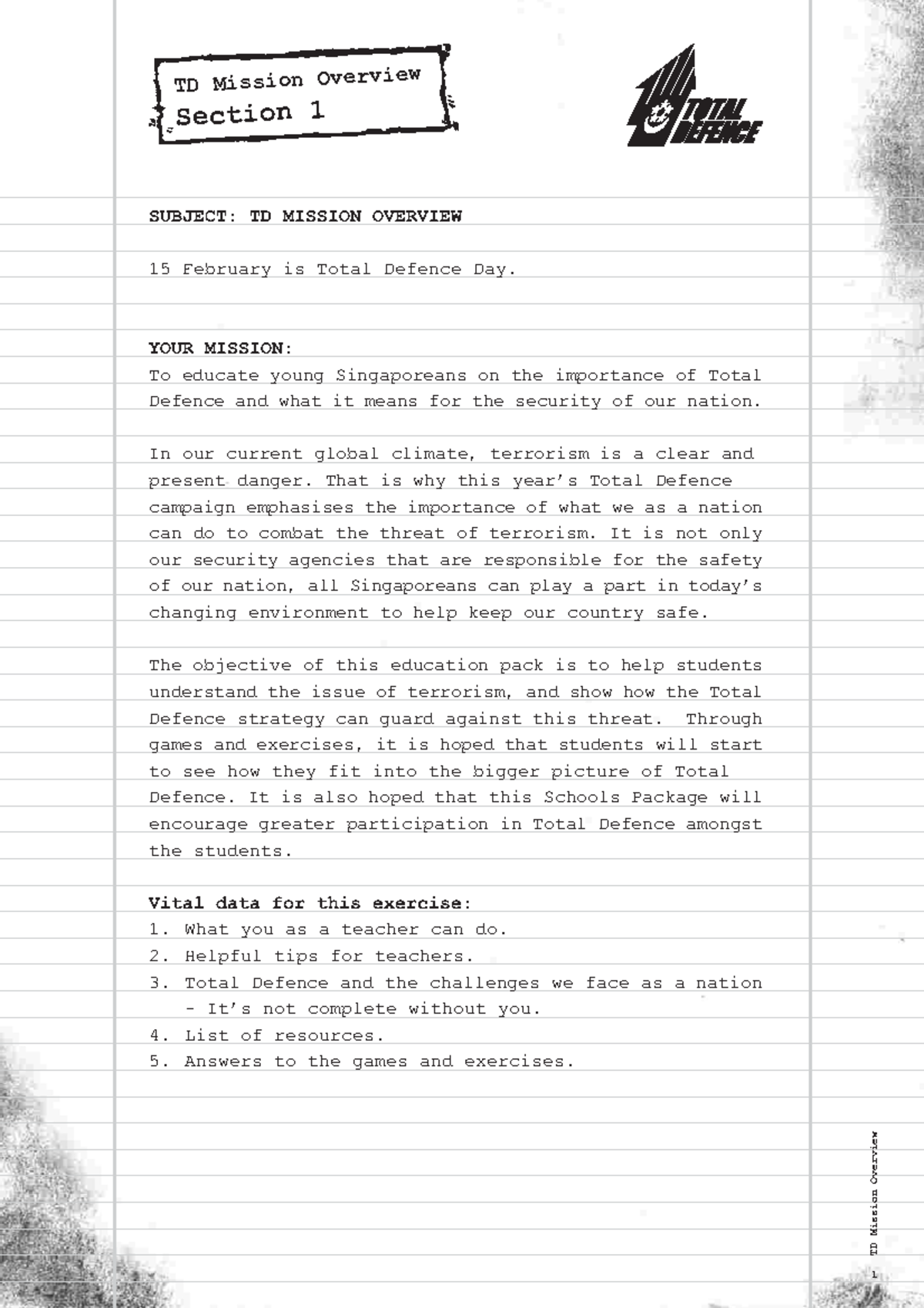 NE Resource - NIL - SUBJECT: TD MISSION OVERVIEW 15 February is Total ...