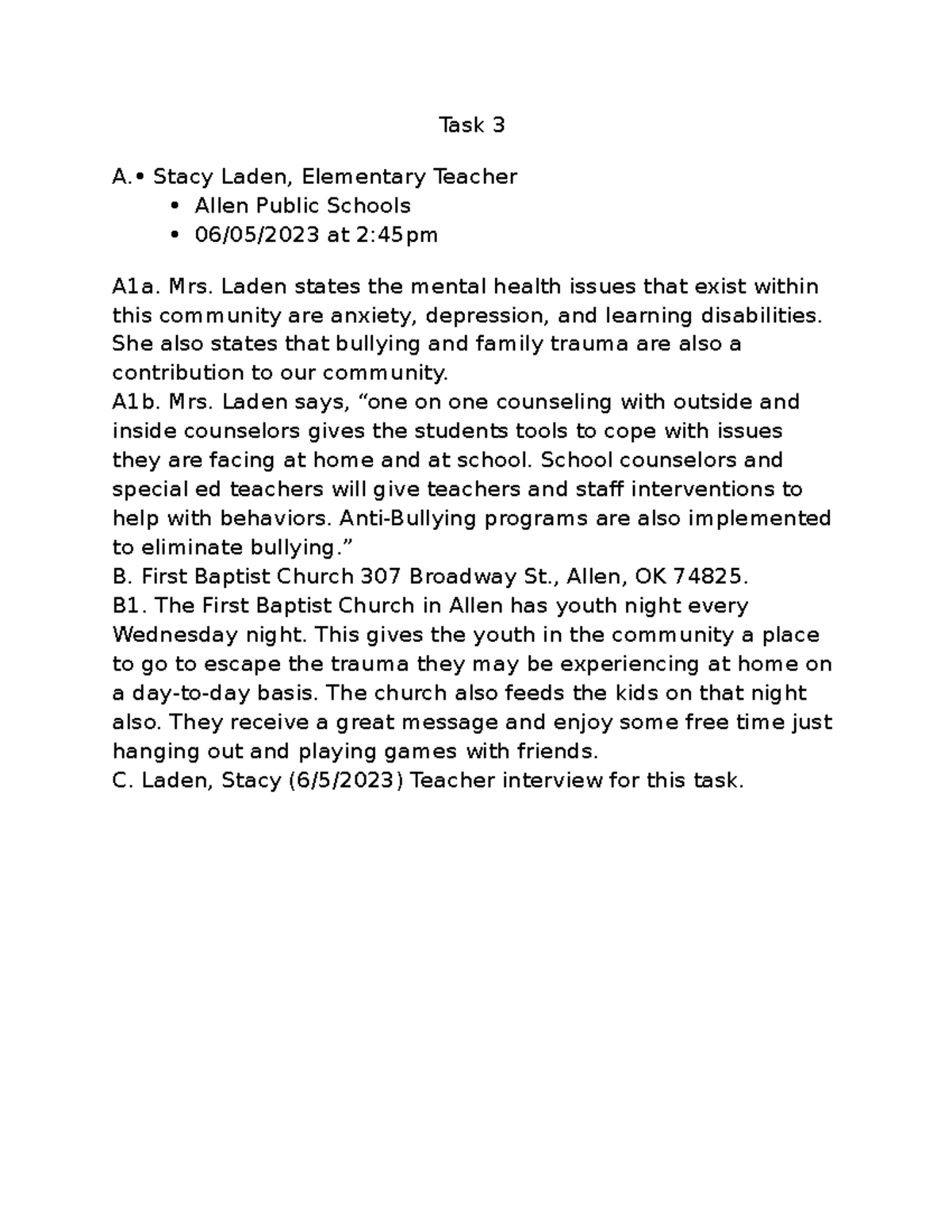 Community of care Task 3 - D090 - WGU - Studocu