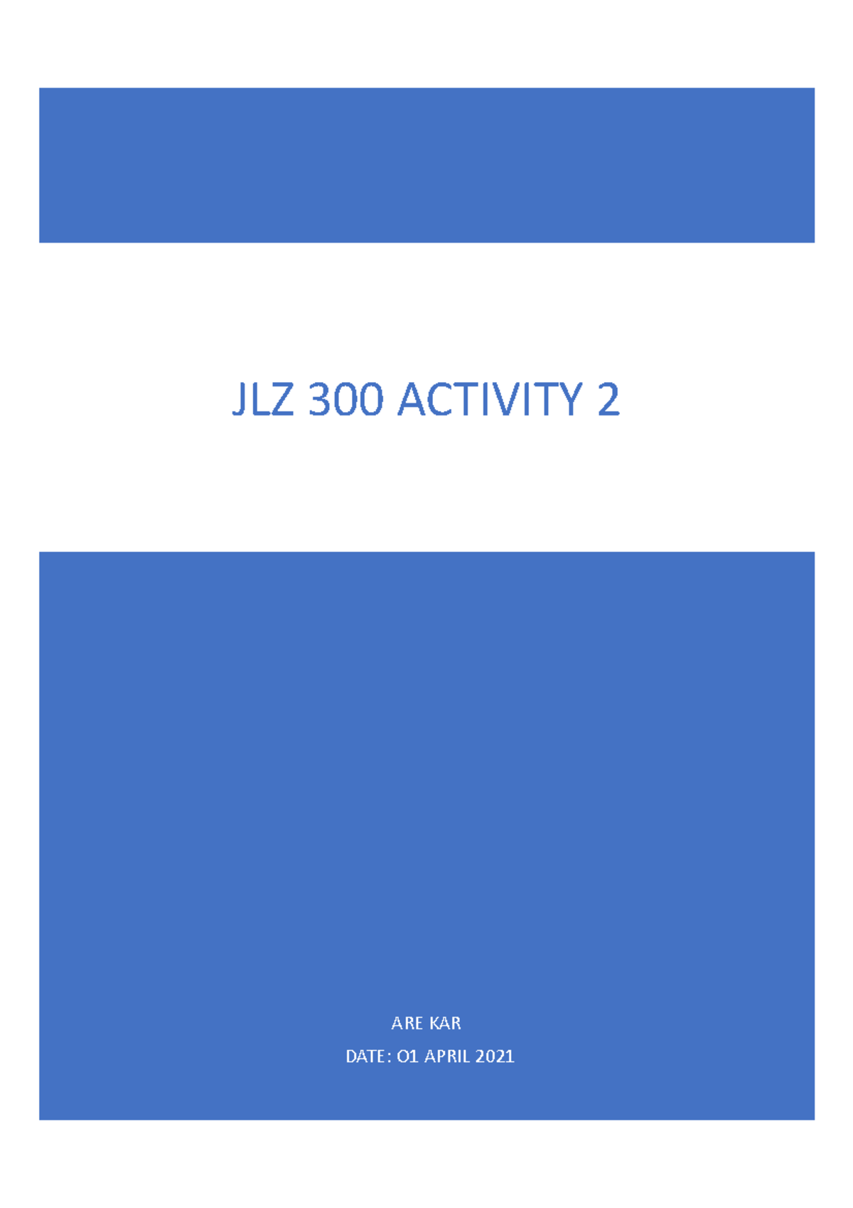 JLZ 300 TUTORIAL: Tough Young Teachers - ARE KAR DATE: O1 APRIL 2021 ...