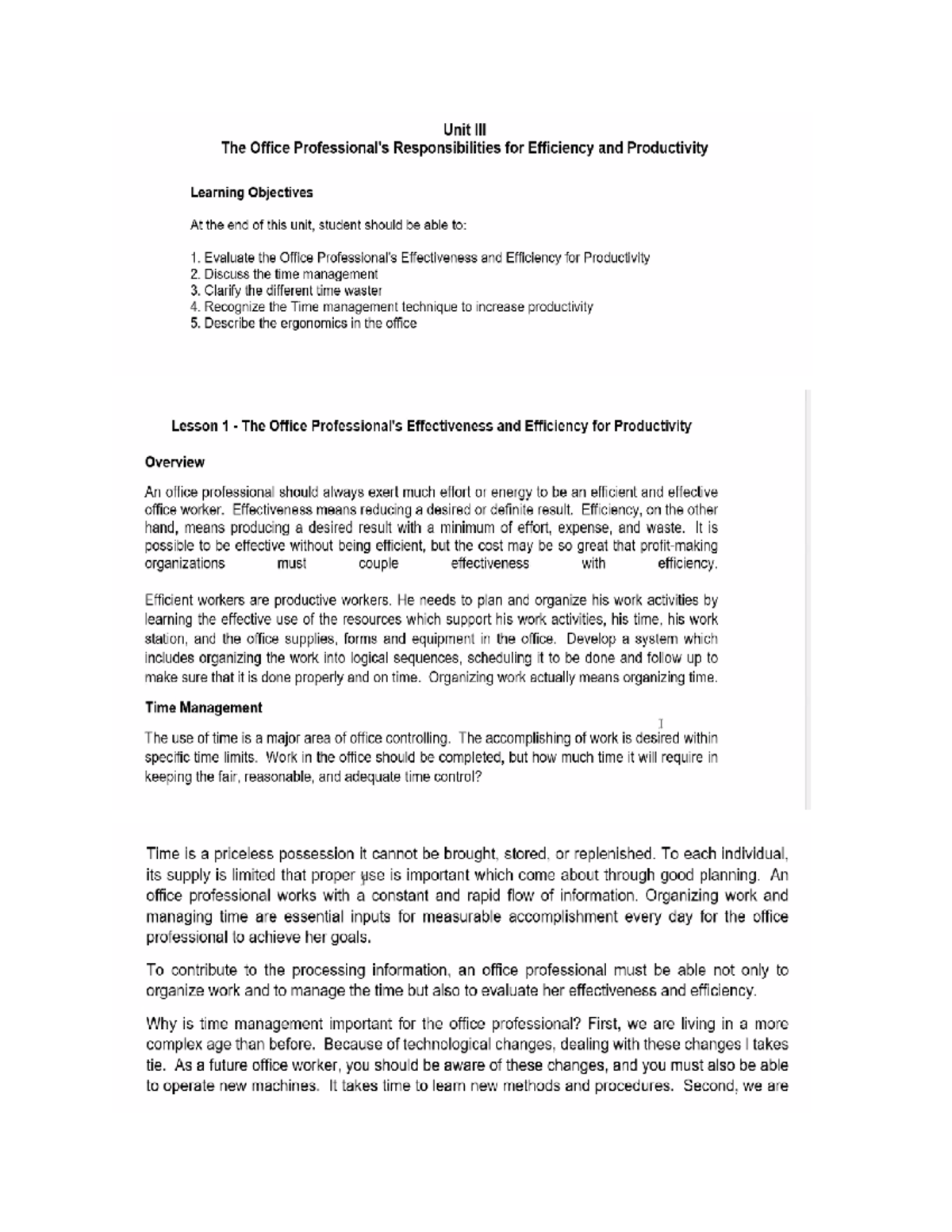 Effectiveness AND Efficiency FOR Productivity - Office Administration ...