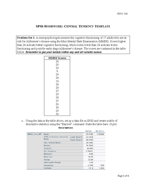 SPSS Homework Variability Template - PSYC 354 SPSS HOMEWORK ...