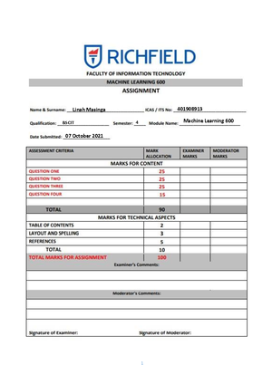 Richfield - Richfield Graduate Institute of Technology - Studocu