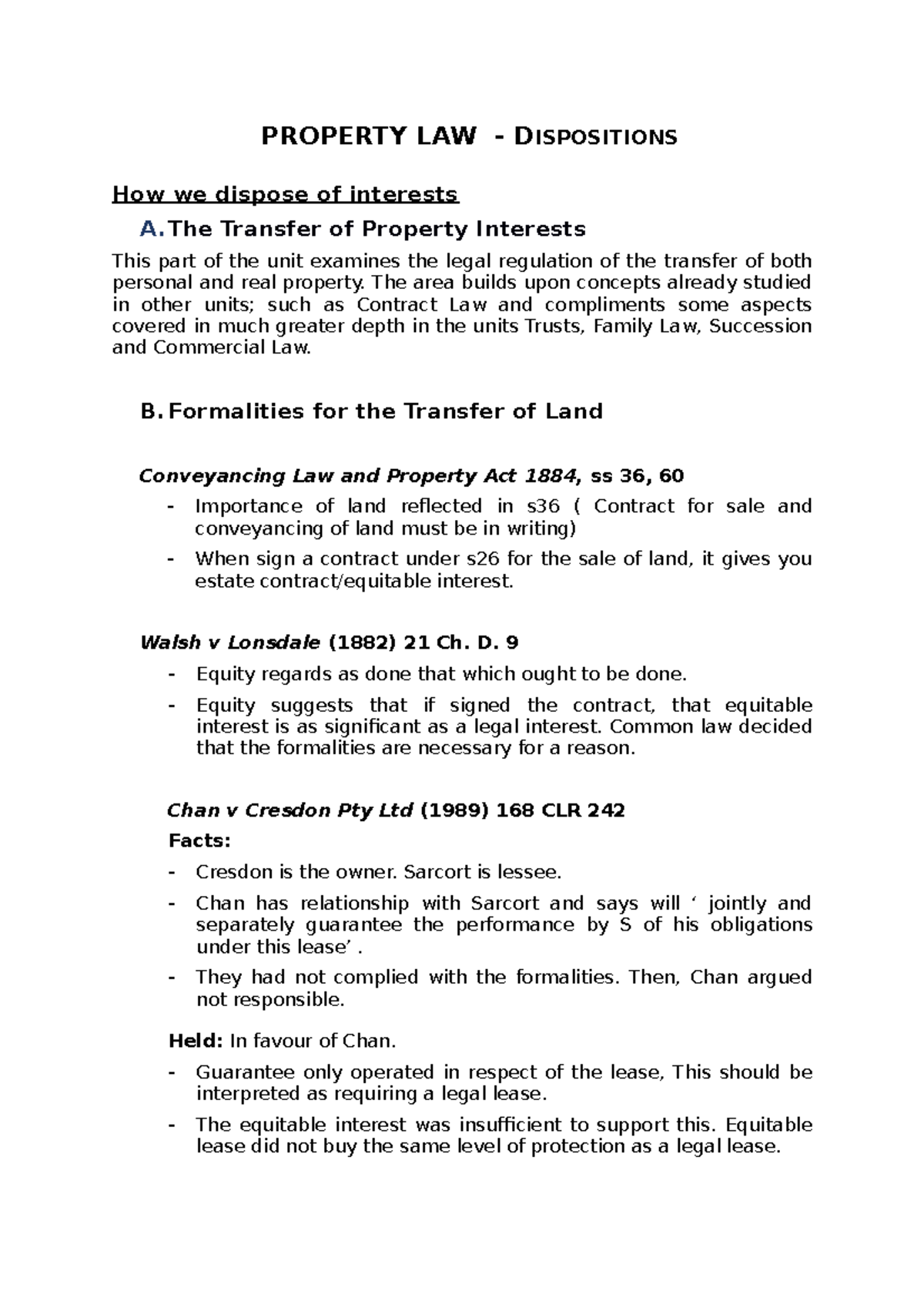 Property LAW- Disposition - PROPERTY LAW DISPOSITIONS How we dispose of ...