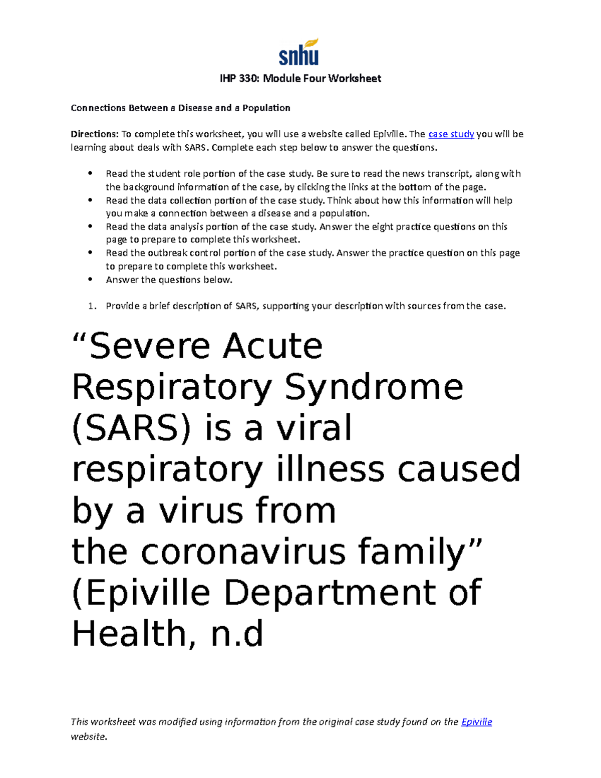 IHP 330 Module Four Worksheet - Heather Gonzalez - IHP 330: Module Four ...