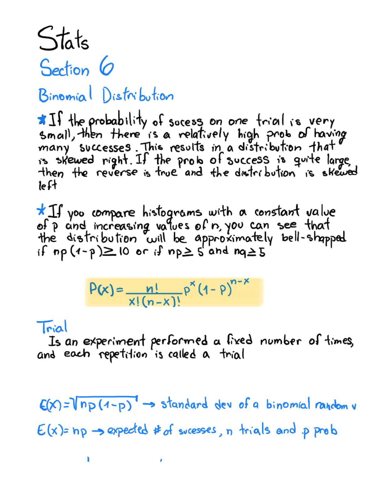 Stats - concepts and some examples - Sats Section Binomia Dista bution ...