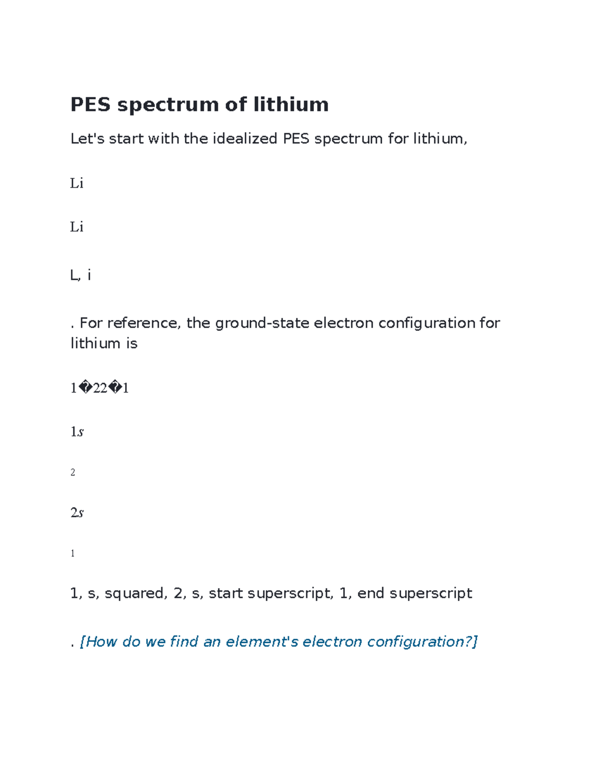 PES spectrum of lithium - PES spectrum of lithium Let's start with the ...