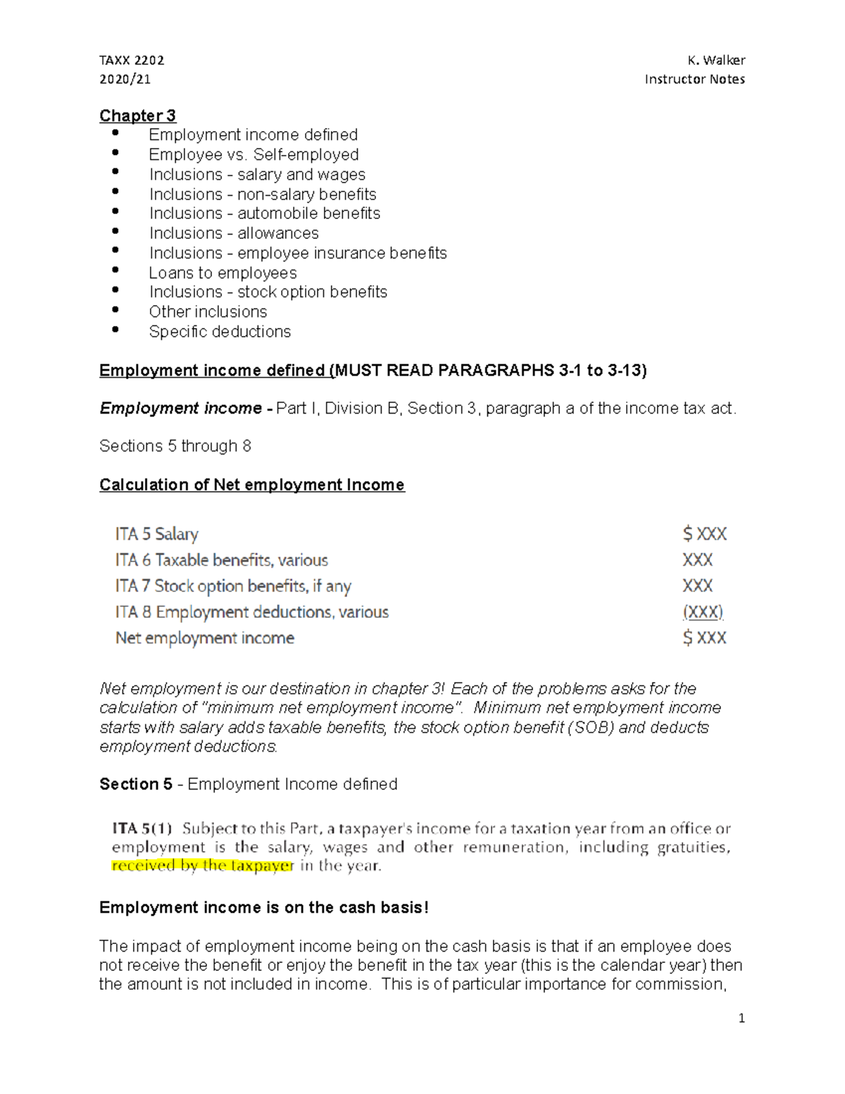 Chapter 3 Instructor Notes - TAXX 2202 20-21 - 2020/21 Instructor Notes ...