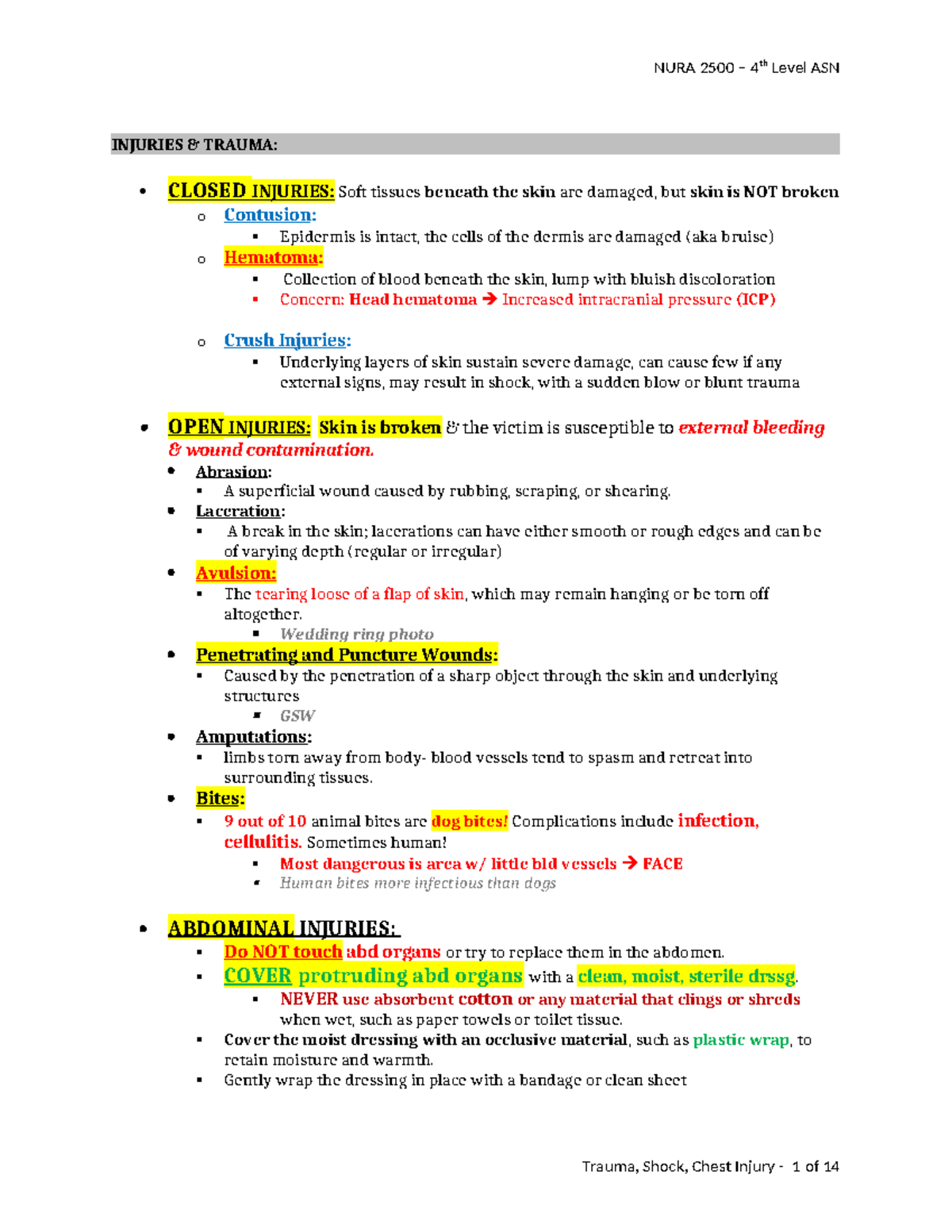 Trauma Shock Chest, MODS EXAM 4 - INJURIES & TRAUMA: CLOSED INJURIES ...