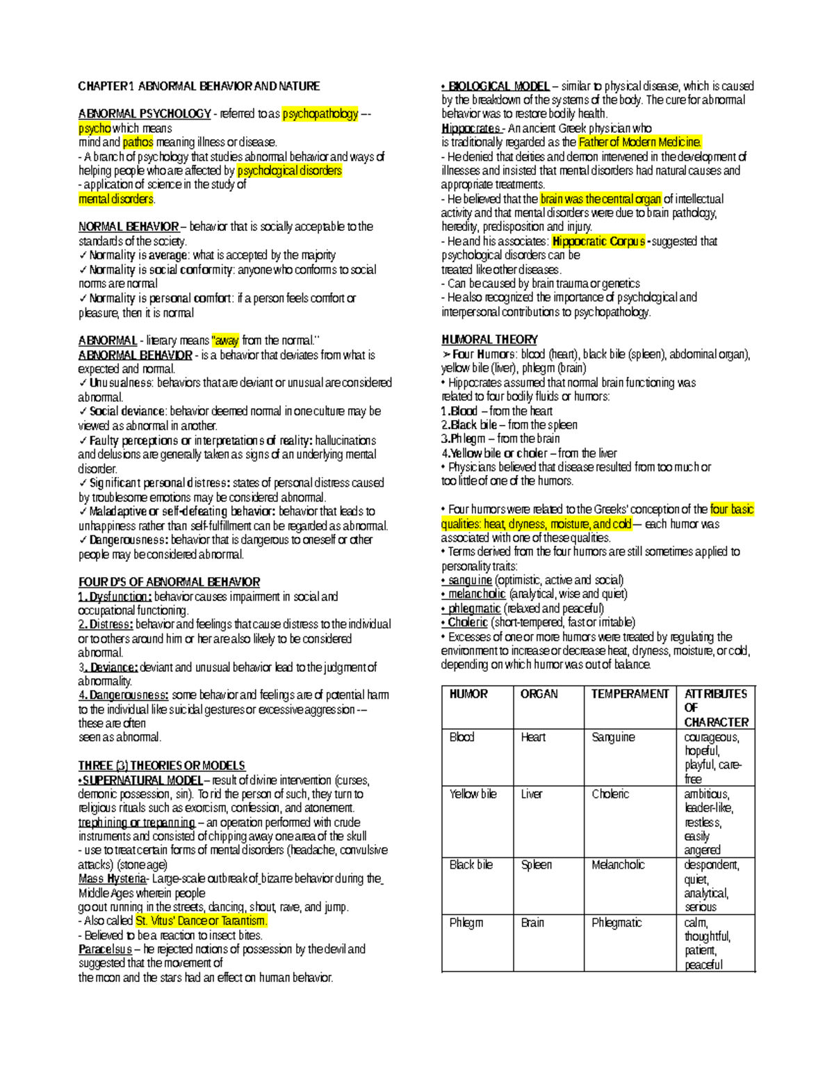 Abnormal Psychology Midterm Reviewer - CHAPTER 1 ABNORMAL BEHAVIOR AND ...