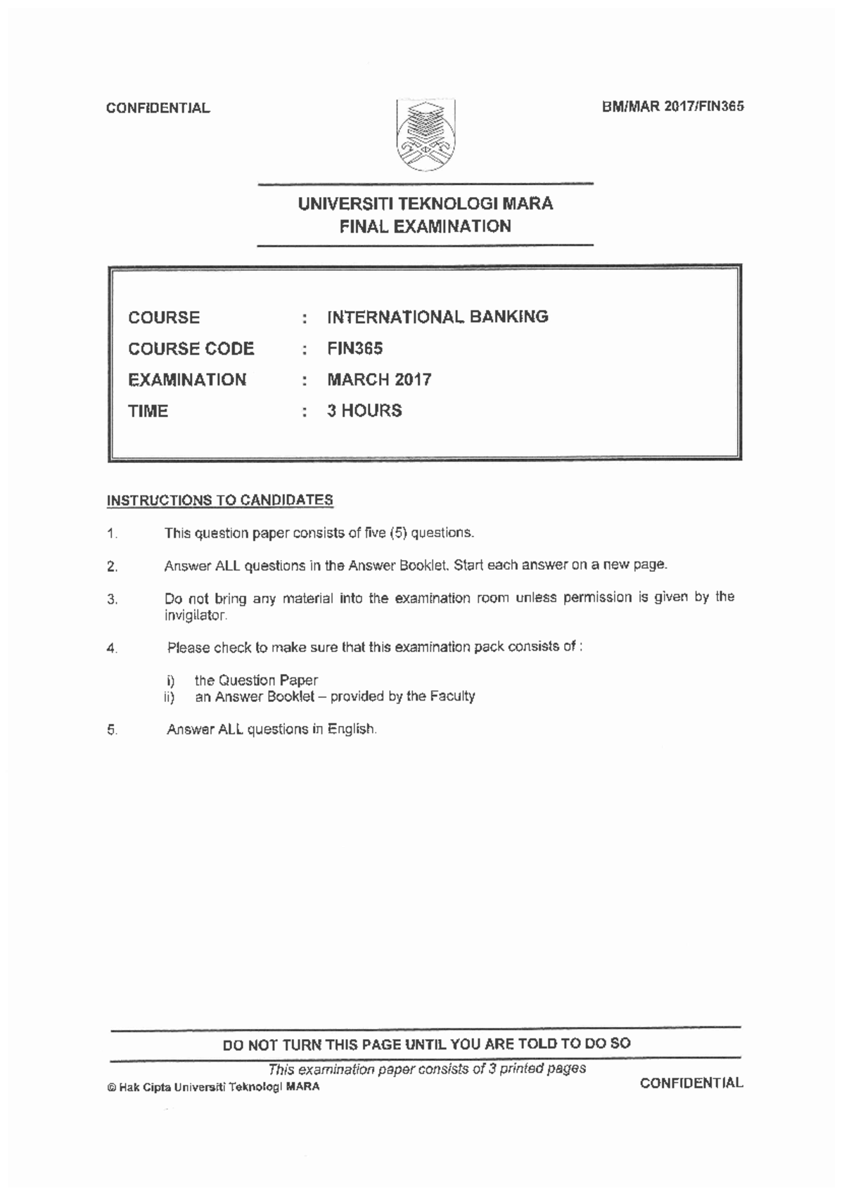 FIN365 - Goodluck - International Banking - Studocu