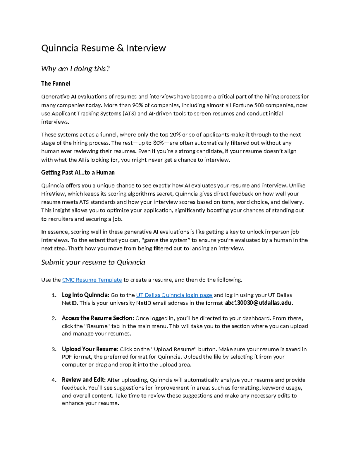 Assignment-Quinncia-Resume-Interview - Quinncia Resume & Interview Why ...