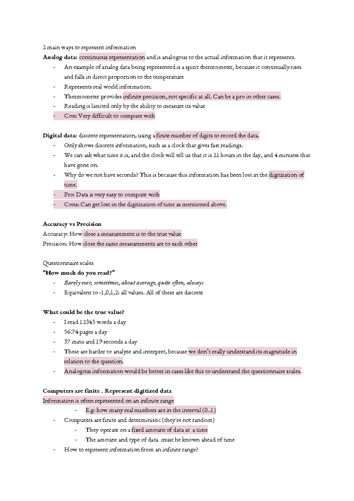 Analog vs digital - 2 main ways to represent information Analog data ...