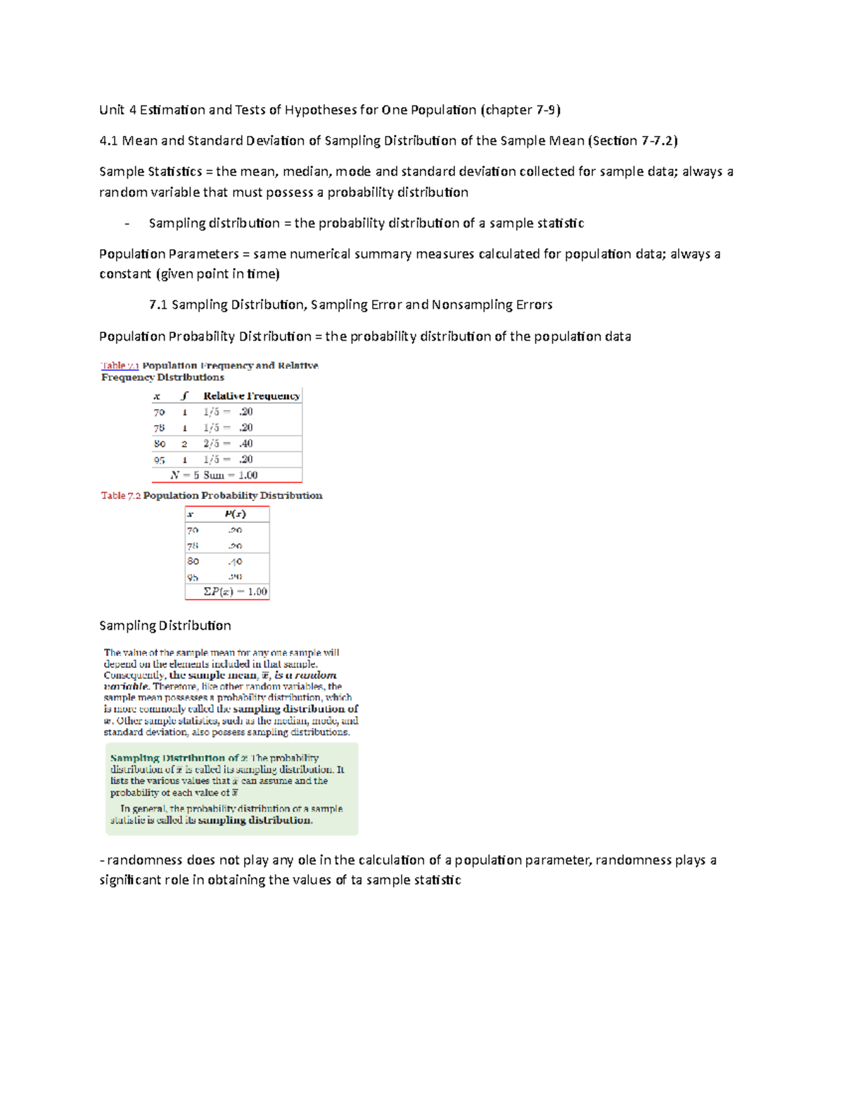 Unit 4 Estimation and Tests of Hypotheses for One Population 1 - 3-7 ...