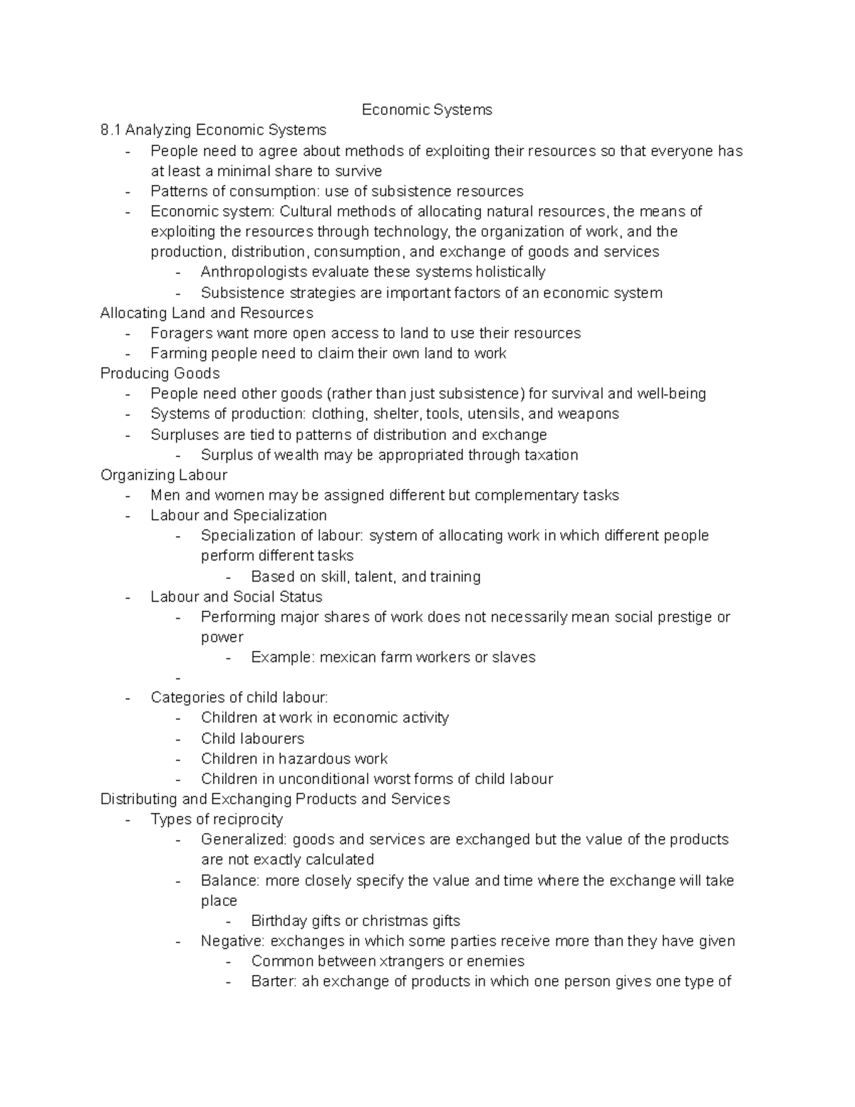 Anth Week 5nth Week 5- Reading - Economic Systems 8 Analyzing Economic ...