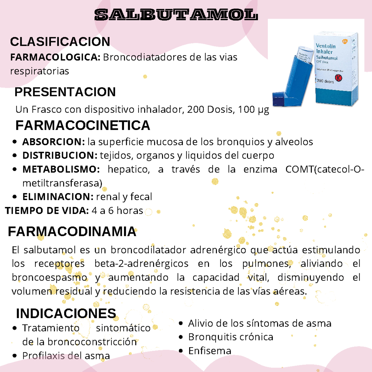 Salbutamol - SALBUTAMOL FARMACOCINETICA FARMACOLOGICA: Broncodiatadores de las vias ...