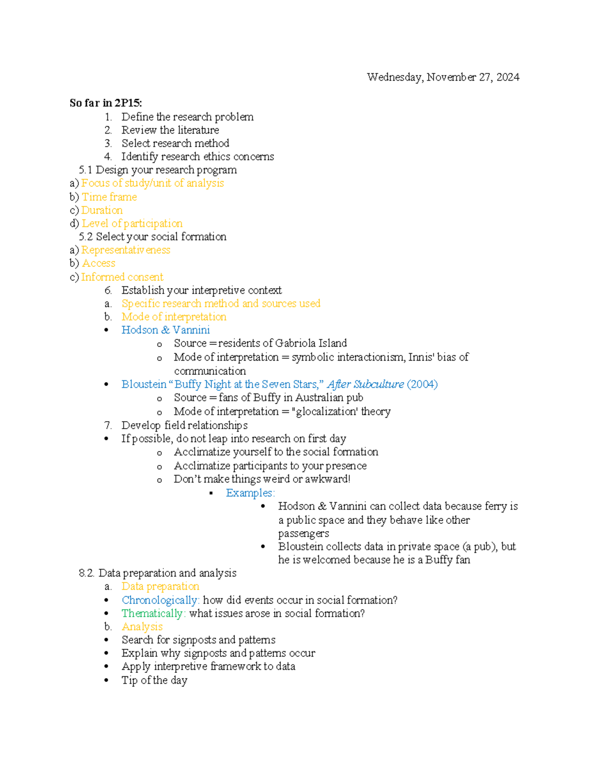 Lec #12 - Weekly lecture notes - Wednesday, November 27, 2024 So far in ...