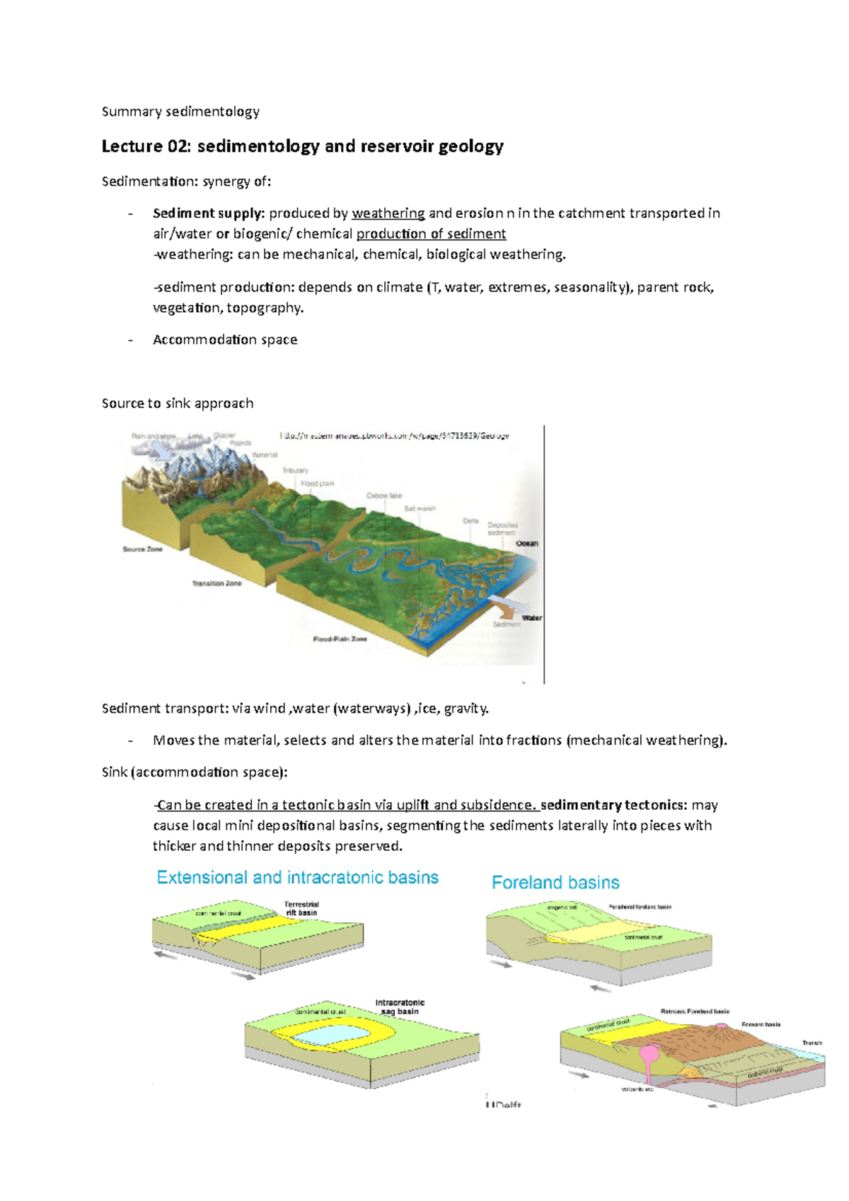 Samenvatting sedimentology - Summary sedimentology Lecture 02 ...