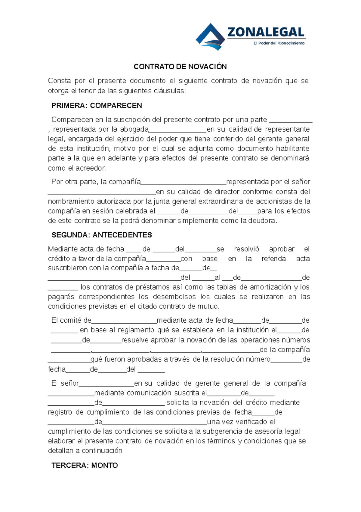 Contrato de Novación - Ojala les sirva el modelo - CONTRATO DE NOVACIÓN ...