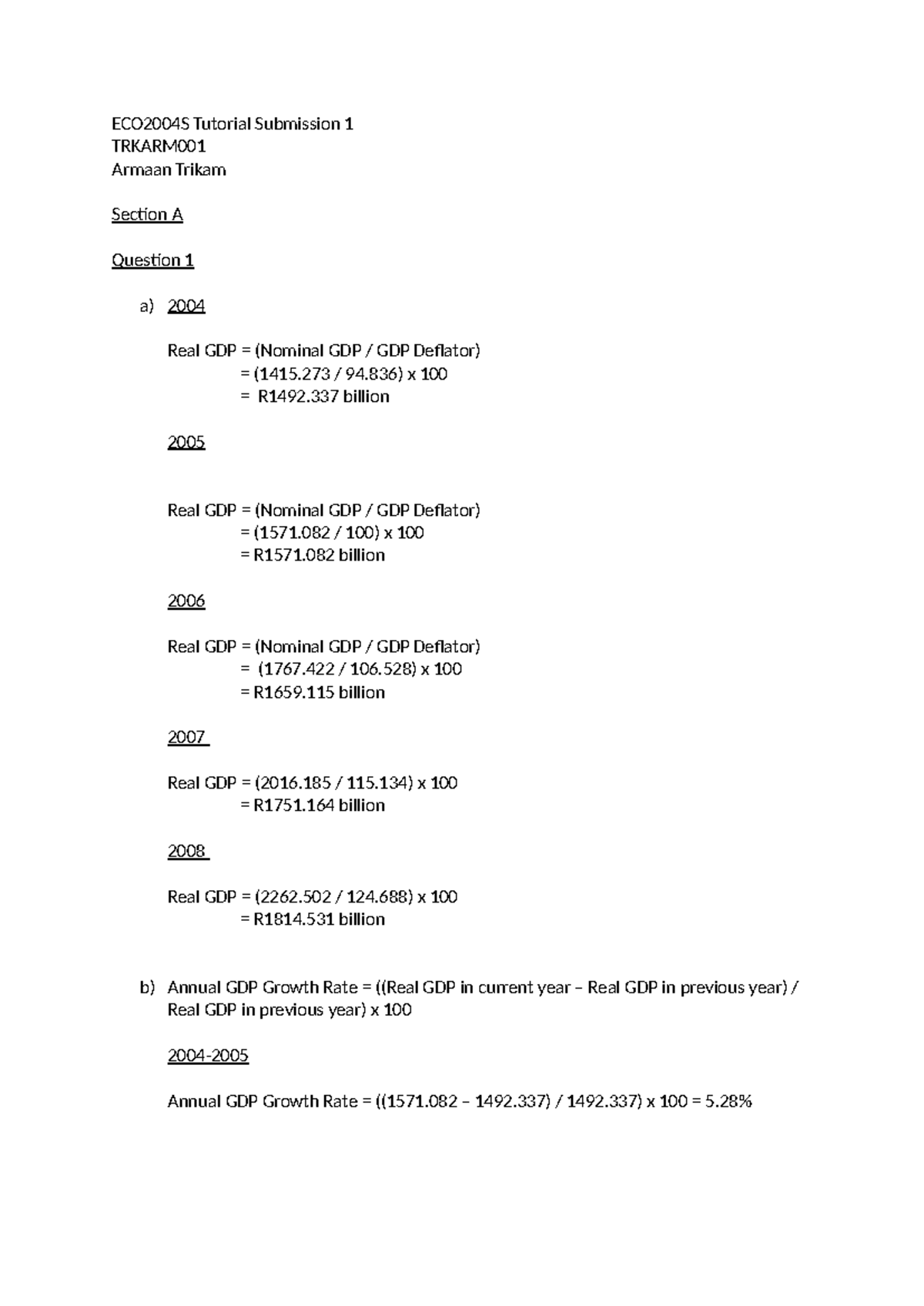 ECO2004 S Tutorial Submission 1 - ECO2004S Tutorial Submission 1 TRKARM ...