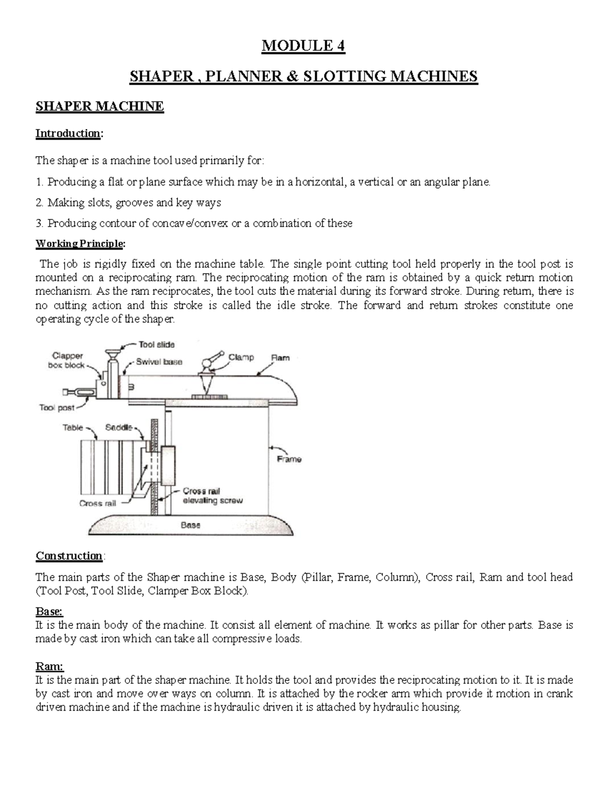 Dd0pt2n0su4isn7 - yruryu - MODULE 4 SHAPER , PLANNER & SLOTTING ...
