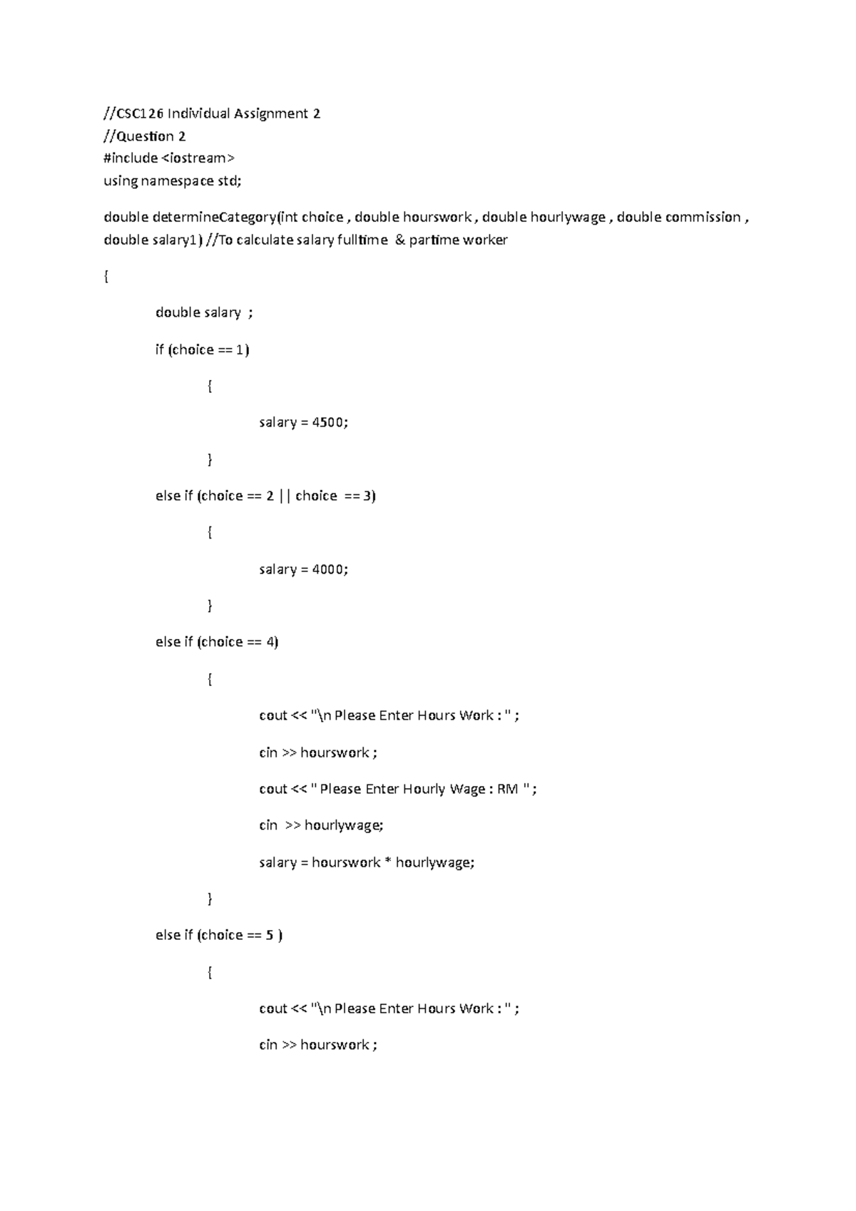 CSC126 Individual Assignment 2 - Assistant Headmaster 2 " ; cout
