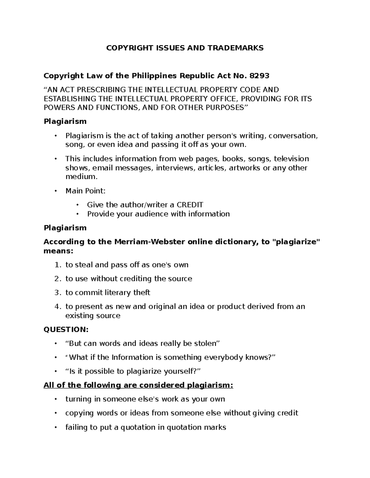 Copyright Issues and Trademarks - COPYRIGHT ISSUES AND TRADEMARKS ...