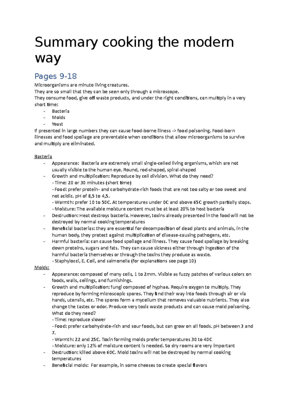 Summary sibelicious exam year 1 - Summary cooking the modern way Pages ...