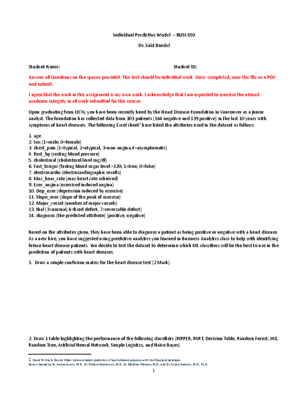 A3 Individual Predictive Model - Individual Predictive Model – BUSI 650 ...