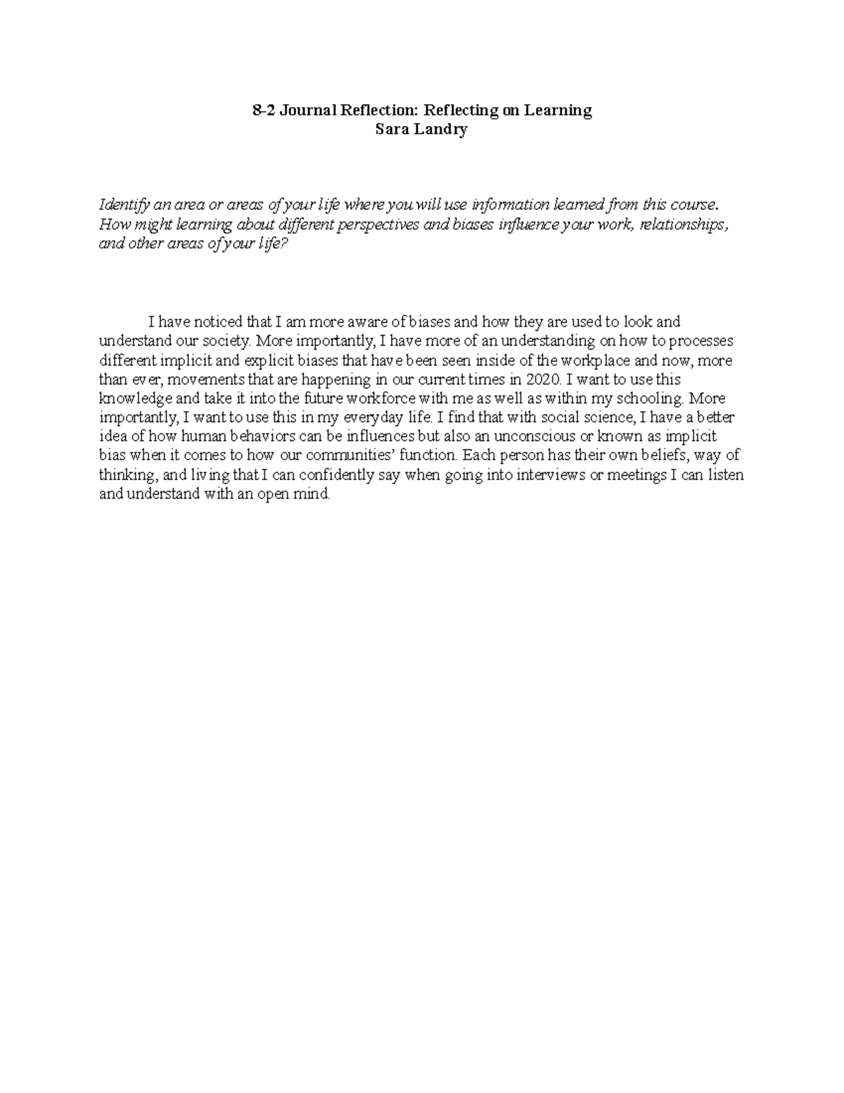 8-2 Journal Reflection- Sara Landry - 8-2 Journal Reflection ...